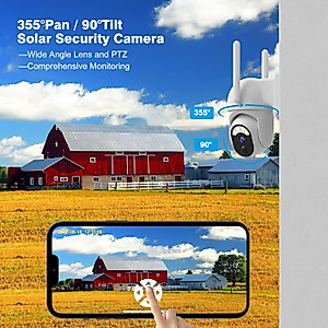 SOLIOM 3G/4G LTE Cellular Solar Security Cameras with SIM Card,Wireless Outdoor Battery Powered Camera Pan Tilt 355°View with 1080p Night Vision,No WiFi,Spotlight PIR Motion Sensor, S40