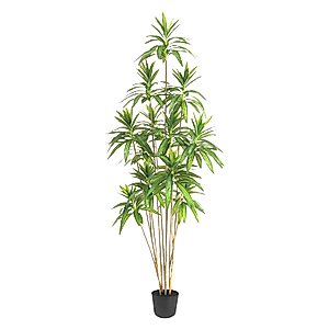 Lambye Artificial Trees Faux Lucky Bamboo with 13 Heads in Plastic Pot, 5.4 Feet Fake Trees Faux Greenery Plants Perfect for Indoor Outdoor Home Office Garden Decoration
