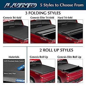 Lund Genesis Elite Roll Up Soft Roll Up Truck Bed Tonneau Cover | 96850 | Fits 2008 - 2016 Ford Super Duty 6' 10" Bed (81.8")
