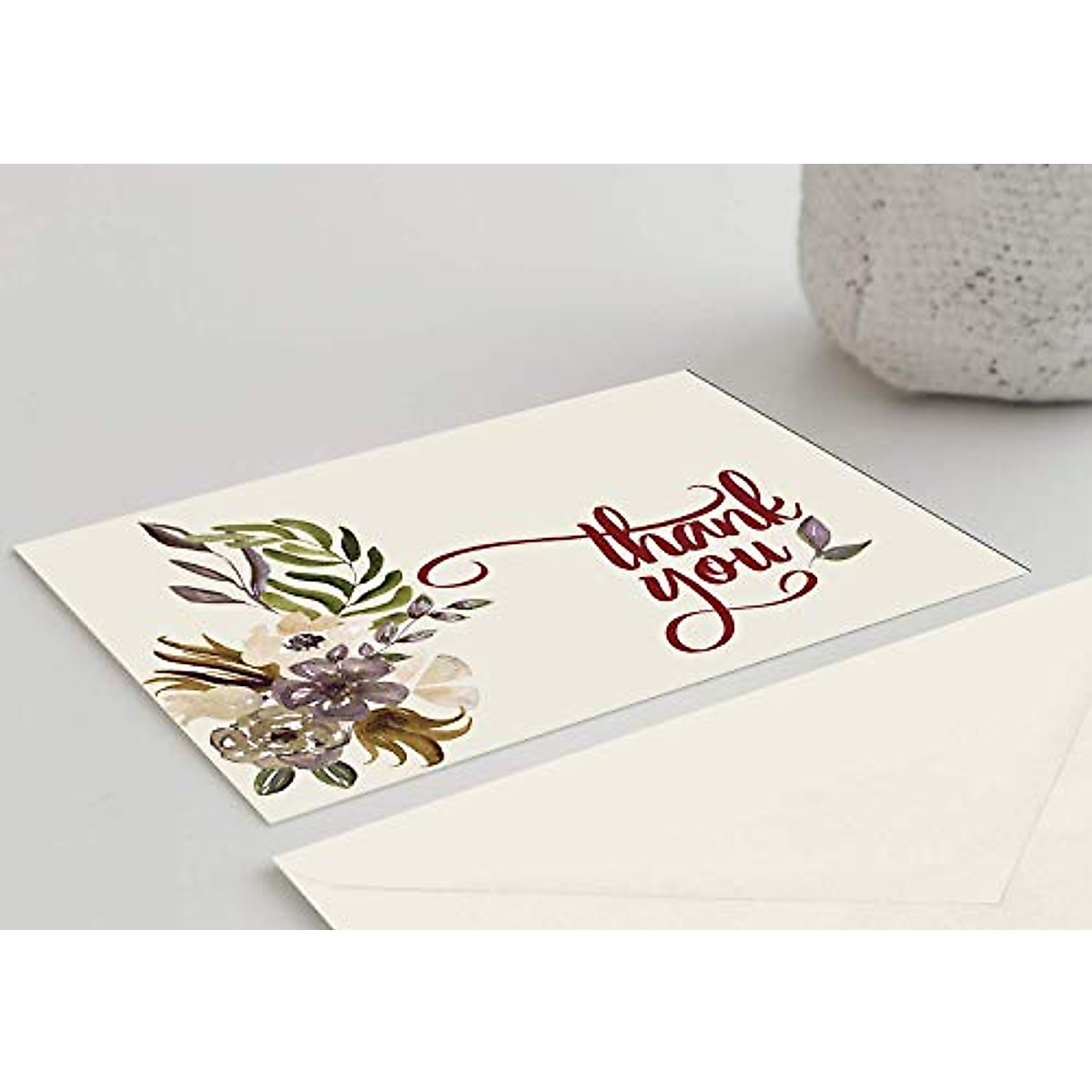 Funeral Thank You Cards - Sympathy Bereavement Thank You Cards With Envelopes - Message Inside (25, Fall Flowers)