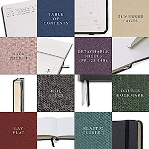 Jumping Fox Design Premium A5 Dotted Journal Hardcover Notebook, Medium 5.6 x 8.4 inches, 120gsm Thick Paper, Numbered Pages, Inner Pocket, Unique Leatherette, Satin Purple