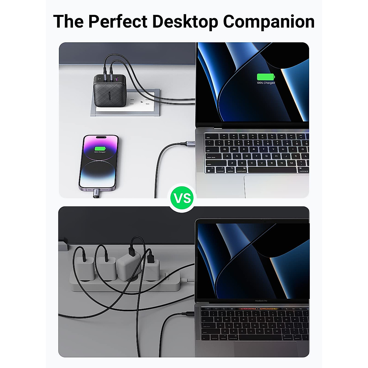 UGREEN 65W USB C Charger 4 Ports USB C Power Adapter GaN PD Fast Wall Charger Compatible with MacBook Pro/Air M2, Dell XPS 13, iPad Pro/Air, iPhone 15 Pro Max/14, Galaxy S23, Steam Deck, and More