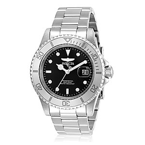 Invicta 40mm Men's Pro Diver Black Dial Silver Tone Stainless Steel Watch 34022