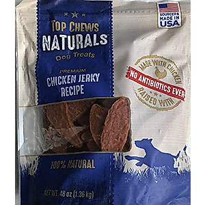 Title - Top Chews 100% Natural Dog Treats Chicken Jerky Recipe 48 OZ (3 LB), Model Number: chicken food