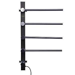 Towel Warmer Rack | 4-Bar Electric Towel Warmer Racks Wall Mounted - Stainless Steel Temperature Adjustable Waterproof Drying Rack with Built-in Timer for Kitchen, Bathroom