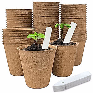40Pcs 3.15 Inch Peat Pots, Biodegradable Eco-Friendly Round Plant Seedling Starters Kit, Seed Germination Trays with 10 Plant Labels for Flower Vegetable Tomato Saplings & Herb Seed Germination