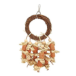 Wooden Chew Toys Wood Bird Chewing Toy Bird Swing Chewing Toy Corn Cobs Climbing Exercising Parakeets Perch Bite Toy for Budgies Lovebirds Bird Swing Chewing Toy