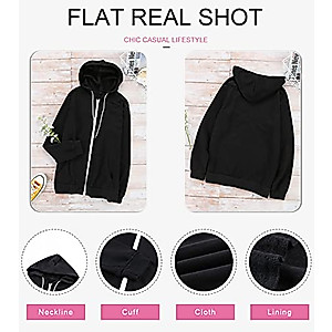 Dokotoo Women's Fall Solid Full Zip Up Black Hoodie Long Sleeve Oversized Hooded Ladies Sweatshirts Pockets Jacket Coat for Women Teen Girls 2023 Fashion Casual X-Large