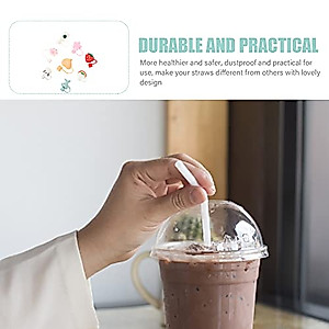Hemoton Straw Tips 8pcs Straw Tips Cover Reusable Cute Drinking Straw Caps Silicone Straw Protectors Plugs for Milk Tea Beverage Jumbo Mugs Water Bottle Tip Silicone Straw Tips (Random Style)