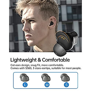 GIEC New Ture Wireless Earbuds Noise Cancelling Headphones Bluetooth 5.3 Light Small Earbud IPX5 Waterproof 48Hrs Playtime Big Bass Bluetooth Ear Buds with Mic and Charging Case for iPhone/Android