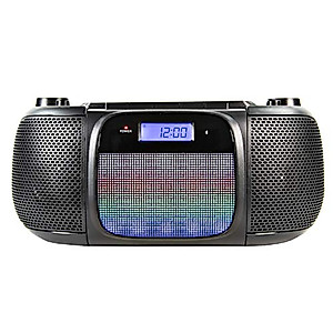 Magnavox MD6972 Portable Top Loading CD Boombox with Digital AM/FM Stereo Radio, Color Changing Lights, and Bluetooth Wireless Technology | CD-R/CD-RW Compatible | LCD Display |