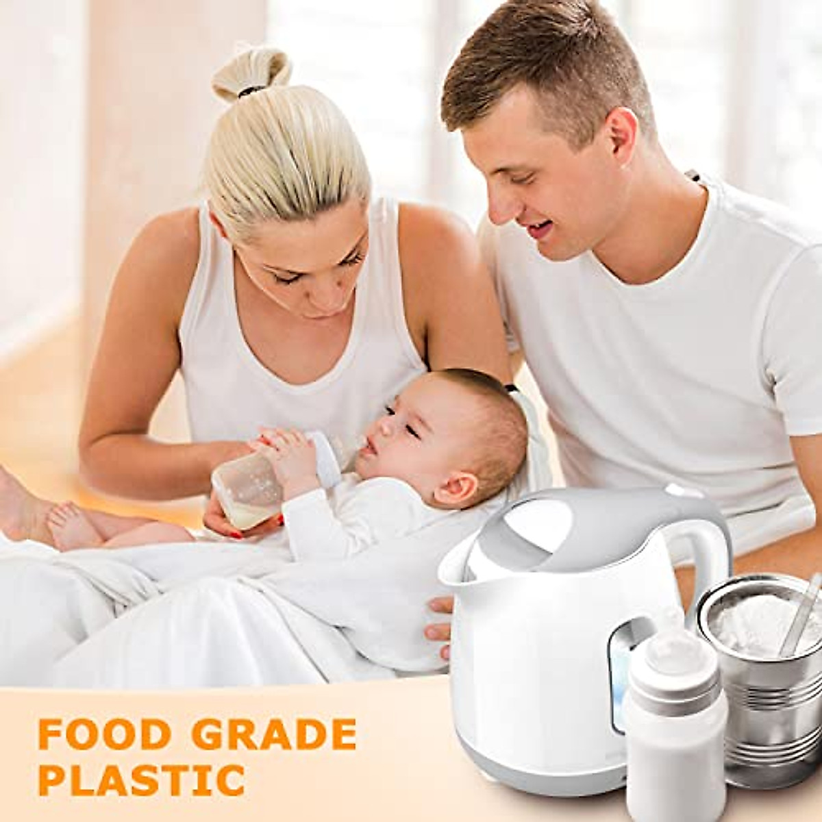 Electric Kettle Small, 1L Portable Electric Tea Kettle BPA-Free 1100W with Automatic Shut-Off and Boil Dry Protection, Travel Hot Water Kettle Electric Cordless for Making Coffee, Tea, White and Grey