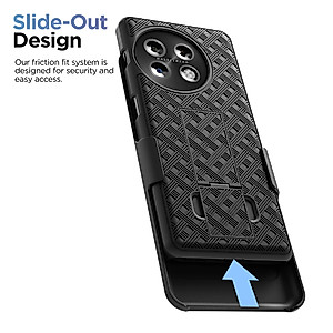 Encased DuraClip for OnePlus 11 5G Phone Case with Belt Holster Clip and Kickstand (Matte Black)