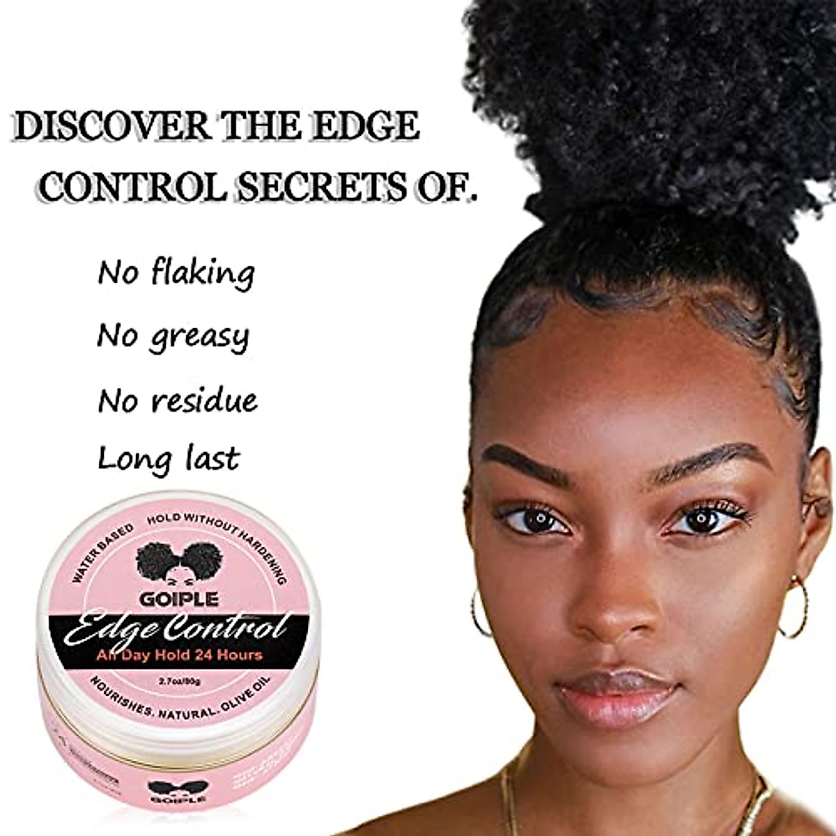 Edge Control Wax Stick for Wigs - Strong Hold, Non-greasy for Flyaway Hair and Edges (2.7oz+2.7oz) with Edge Brush and Scarf (Pink Styling Set)