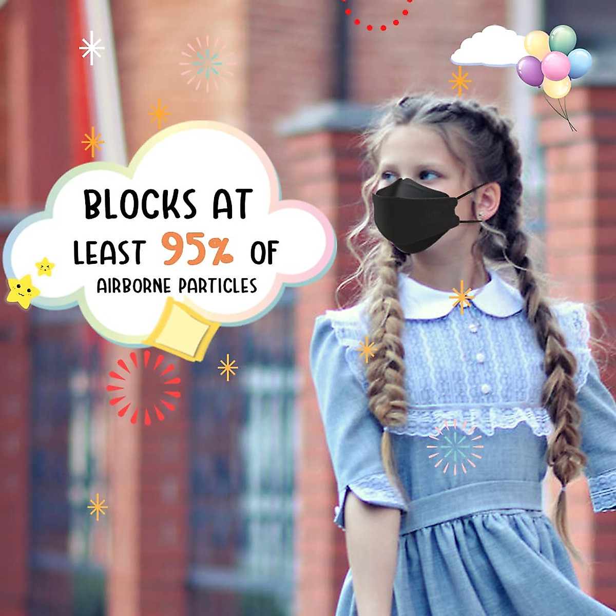 LEVENIS Kids Face Masks for Children 50 Pack, Breathable Comfortable and Disposable Mask Efficiency≥95%, White