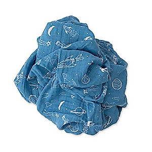 Red Rover Kids Cotton Muslin Swaddle - 47”x 47”- 100% Cotton – Machine Washable – Softer with Every Wash – Playful Designs -Soft, Breathable & Lightweight – Unisex (Star Gaze)