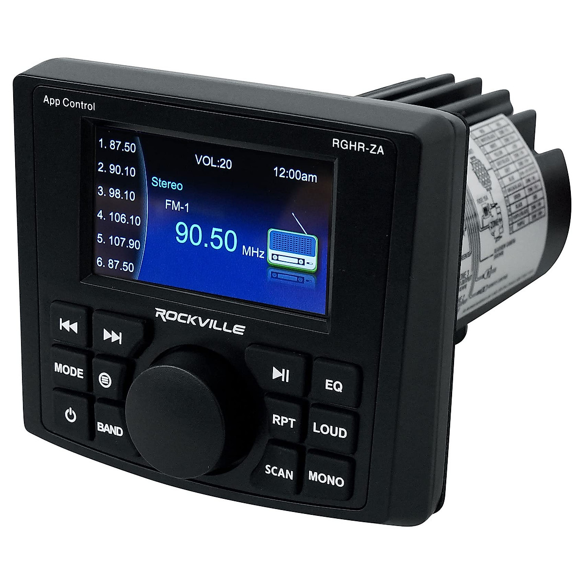 Memphis Pair Audio MXA82TW 8" Marine Wakeboard Tower Speakers Bundle with Rockville RGHR-ZA Gauge Hole Receiver, Krypton MT1 Amplifier & RMWK4 Amp Install Wire Kit (4 Items)