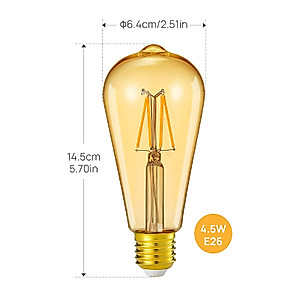 Linkind Smart Edison Bulbs, WiFi LED E26 Edison Bulbs, Dimmable ST64 Vintage Filament Light Bulb, 45W Equivalent, 2200K Soft White, 350lm, Compatible with Alexa, Google Home, No Hub Required, 4 Pack