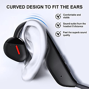 VIDONN Open Ear Headphones, Bluetooth Headset with Microphone, Beyond Bone Conduction- IPX6 Waterproof Sport Headset for Running, Cycling, Hiking, Driving (Black)