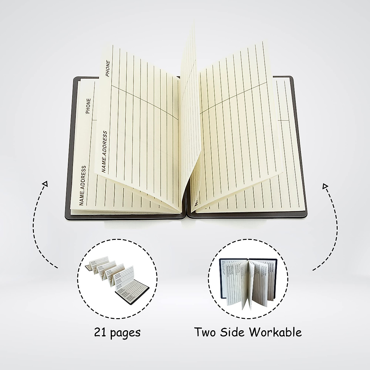 AppleTofu Magnetic Address Book - Tiny Address Book - Magnetic Phone Number Book - Pocket Address Book - Wallet Size Address Book, 21 Pages, 9 Lines - Keep Contact Info Handy All Time, Set of 2