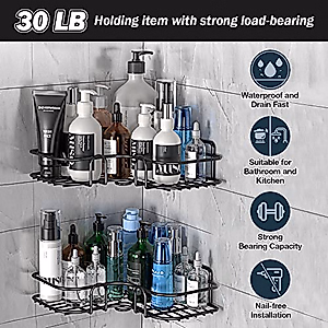 Corner Shower Caddy Shelf with Adhesive Hooks and Soap Dish,No Drilling RustProof Stainless Steel Shower Basket Shelves for Bathroom Storage Organizer
