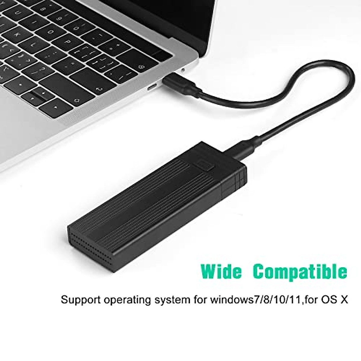M.2 NVME SSD Enclosure Adapter, 10Gbps USB C Aluminum Case, Professional Portable State Drive External Enclosure for Computer Tablet (Black)