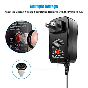 SoulBay Universal Power Supply AC to DC 3V 4.5V 5V 6V 7.5V 9V 12V Multi Voltage Power Adapter with 8 Plugs for Center Negative(-) Tip Negative Effects Pedals Keyboards Instrument - 2A Max