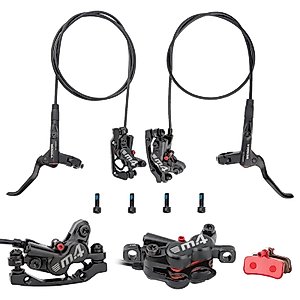 MEROCA M4 4-Piston Mountain Bike Hydraulic Disc Brakes Left Front 800mm Right Rear 1400mm Hydraulic Brake Ebike Hydraulic Brakes Bike Disc Brake