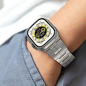 LULULOOK Band for Apple Watch Ultra, Titanium Metal Band 49mm for iWatch Ultra Gen1/2 Titanium Color