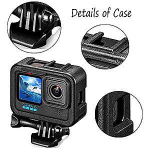 Protective Housing Case for Gopro Hero 9/Hero 10/Hero 11 Black, Housing Frame Case Mount Accessories for Gopro Hero9 Action Camera Accessory Kit with Quick Pull Movable Socket and Screw