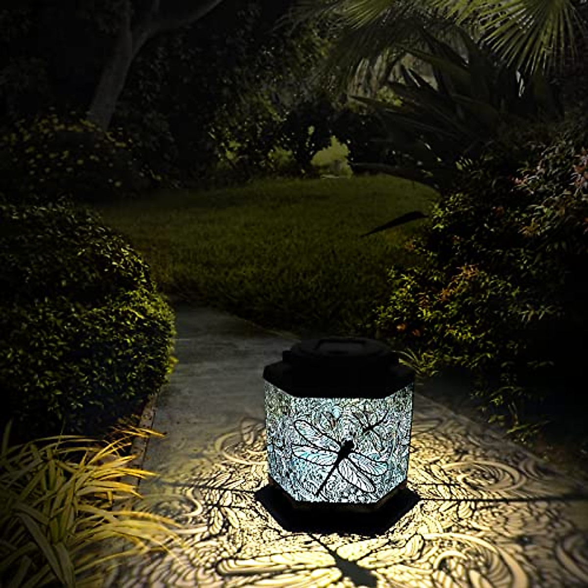 Solar Lantern Lights Outdoor Hanging Solar Powered Lanterns Decor Garden Waterproof LED Lights Solar Lanterns with Dragonfly Style Garden Solar Lanterns for Patio Yard Courtyard Porch Table