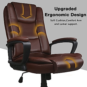 OFIKA Office Chair Computer Desk Chair Gaming - Ergonomic High Back Cushion Lumbar Support with Wheels Comfortable Black Leather Racing Seat Adjustable Swivel Rolling Home Executive (Brown)