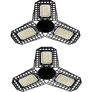 EZONEDEAL 2-Pack LED Garage Light 60W Garage Lighting - 7200LM 6000K LED Deformable Garage Ceiling Lights, LED Shop Light with Adjustable Multi-Position Panels, LED Glow Light for Garage, Workshop