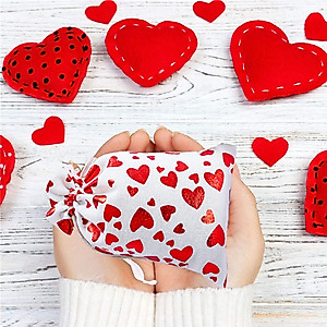 eyigylyo Valentine's Day Heart Burlap Bag with Drawstring, 12 PCS Valentine Treat Candy Bag Gift Jewelry Pouches for Valentine's Day Wedding Festival Party Supply,(5 x 7 Inch)