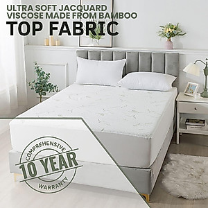 SlumberOwl Viscose derived from Bamboo Zippered Mattress Encasement – Waterproof, Cooling & Soft (King) 12-15" Deep