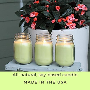 Mosquito Naturals Lemongrass Candles with Essential Oils (Set of 3) for Patio, Deck, Outdoor or Indoor Use - 88 Hour Burn - All Natural, Soy Base - Mason Jar with Lid, Made in USA (Lemongrass)