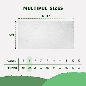 JUNKOGO Plant Freeze Protection Cover, 5x60ft Frost cloth winter garden blanket, floating row cover for cold weather and shade, perfect for outdoor vegetables, trees, greenhouse