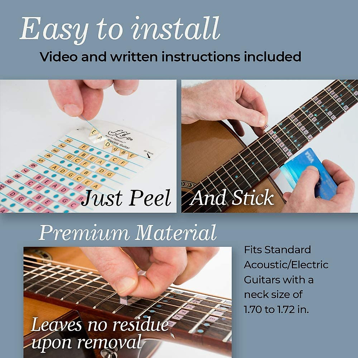 Fantastic Finger Guide for Acoustic and Electric Guitars | Guitar Accessories | Fretboard and Fingerboard Stickers | Guitar Learning Tools | Guitar Stickers | Learn to Play Guitar | Frets 1-12