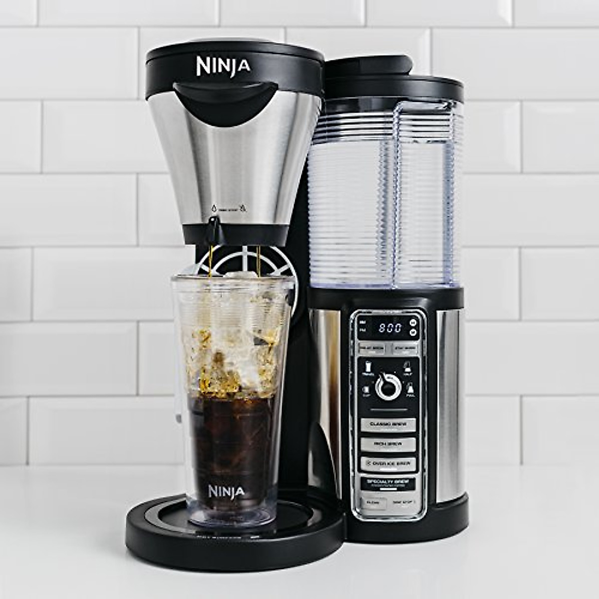 Ninja Coffee Maker for Hot/Iced/Frozen Coffee with 4 Brew Sizes, Programmable Auto-iQ, Milk Frother, 43oz Glass Carafe, and Tumbler (CF080Z)