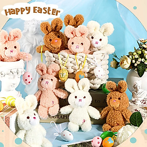 Zomiboo 9 Pcs 7.2 Inch Mini Bunny Stuffed Animals Stuffed Bunny Plush Toys Soft Plush Rabbit Mini Plush Bunny for Easter Graduation Birthday Gifts Wedding Summer Party Decorations