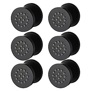Yalsfowe Shower Body Sprays Black, Round Shower Massage Spray Jets, Spa Massage Showerhead Brass, Angle Adjustable, High Pressure Shower Head Wall Mount,6pcs