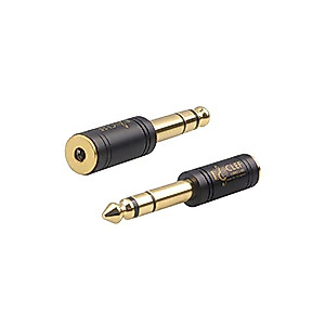 Clef Audio Labs 2-Pack Stereo Audio Jack Adapter, Gold Plated, 6.35mm (1/4'') Male to 3.5mm (1/8'') Female - Pure Copper TRS Plug with Solid Aluminum Shell for Headphones, Amp, Guitar, Digital Piano