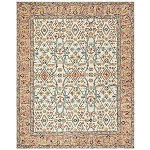 SAFAVIEH Aspen Collection X-Large Area Rug - 11' x 15', Ivory & Blue, Handmade Boho Wool, Ideal for High Traffic Areas in Living Room, Bedroom (APN308A)