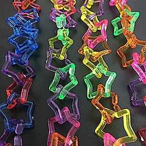 Power of Dream Star Shape Clear Color Chain Links Plastic Neon Toy Parrot Bird Kid DIY 100pcs