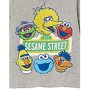 Sesame Street boys Elmo Cookie Monster Big Bird, Oscar the Grouch Short Sleeve Tee T Shirt, Heather Gray, 4 US