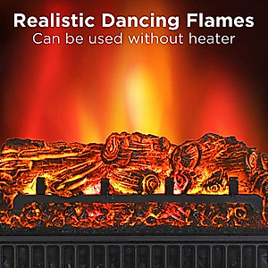 Electric Fireplace 23" Remote Control Fireplace Insert Log Heater, Realistic Pinewood Ember Bed, Level 3 Adjustable Flame, Overheat Protection, Thermostat, Timer, 1400W Black