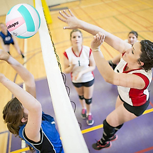 Runleaps Soft Indoor Volleyball Waterproof Volleyball Light Touch Recreational Ball for Pool Gym Indoor Outdoor (Pink/Light Blue, Size 5)