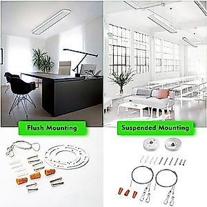 bulbeats Compact 4FT 5“ Diamond Shape Flush Mount Light Fixture, 50W 4FT LED Shop Light Fixtures, 7000LM 5000K Led Wrap-Around Shop Lights for Garage Office, White Fluorescent Light Replacement-6Pack