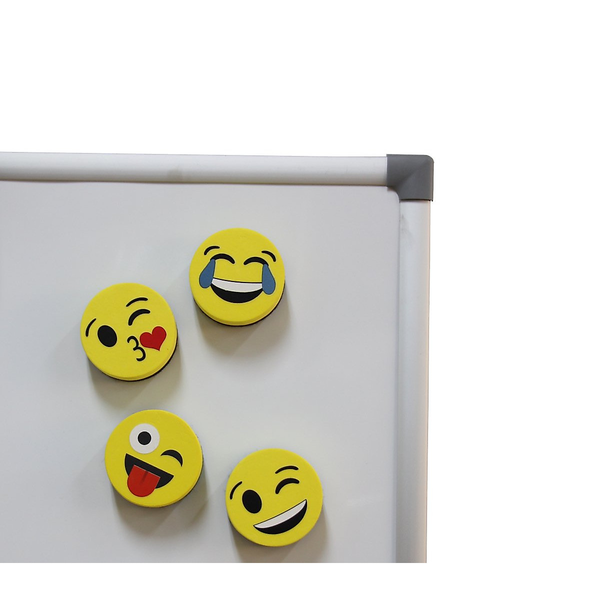 VIZ-PRO Magnetic Smiley Face Circular Whiteboard Eraser / 4 Pack of 2" Dry Erase Erasers