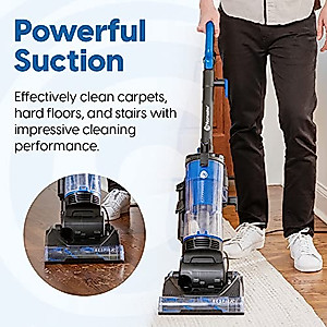 Vacmaster UC0501 Bagless Upright Vacuum Cleaner with Large Dust Cup Capacity, Efficient Cyclone Filtration System & 26ft Cord for Carpet, Hard Floor and Pet Hair, Black/Blue